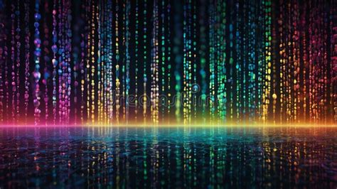 Simulation Of Flowing Stream Of Binary Code Data Illuminated By Soft
