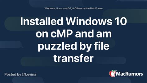 installed windows 10 on cmp and am puzzled by file transfer macrumors
