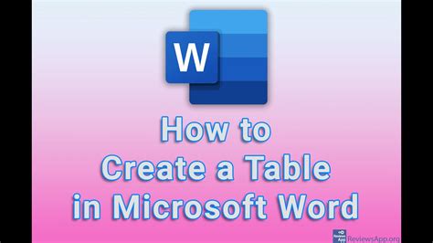 How To Create A Table In Microsoft Word Youtube