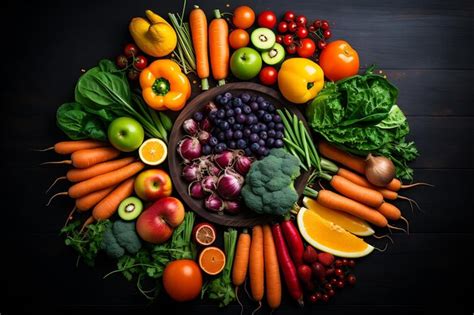 Premium Photo Vibrant Fruits Vegetables Display