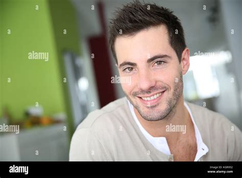 Portrait Of Smiling Attractive Man Stock Photo Alamy