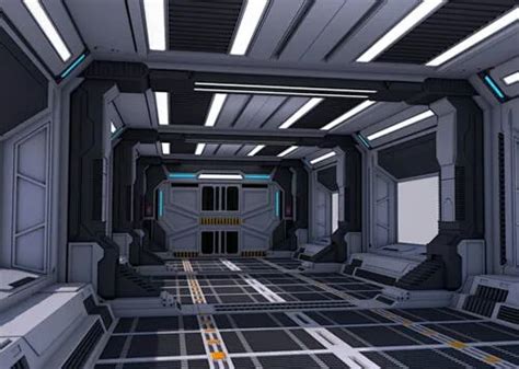 科幻空间 科技空间 飞船走廊 航天器走廊 隧道 科幻通道 空间站 太空舱 花瓣网