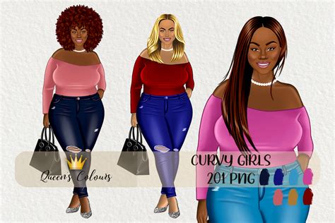 Curvy Girl Clipart Plus Size Girls Graphic By Queen´s Colours