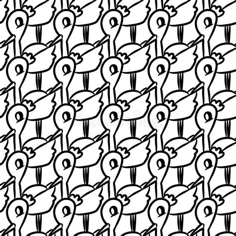 Seamless Pattern Of Cute Bird Cartoon Stock Illustration Illustration