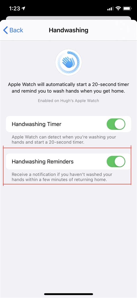 ios 14 dev beta 3 handwashing reminder option upon arriving home r