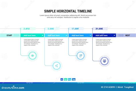 Simple Horizontal Timeline Infographic Template Stock Vector