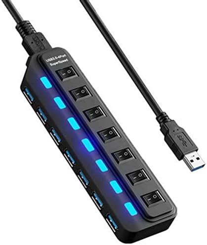 Amazon Com USB HUB USB 3 0 Ports With Individual Power Switch Data Splitter Power Hub 7
