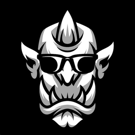Premium Vector Ogre Sunglass Black And White Mascot Design