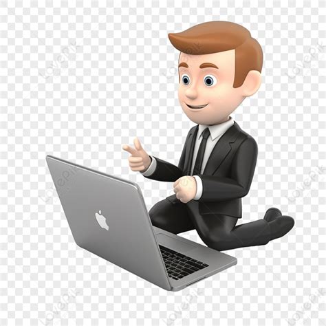 노트북 3d 캐릭터 일러스트에서 온라인 채팅을 하는 사업가대화회의 Png 일러스트 무료 다운로드 Lovepik