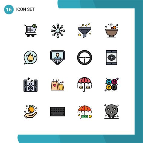 Editable Vector Line Pack Of 16 Simple Flat Color Filled Lines Of Training Education Funnel