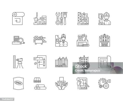 건물 프로젝트 라인 아이콘 선형 표지판 벡터 세트 개요 개념 그림 Sketch Comedy에 대한 스톡 벡터 아트 및 기타 이미지 Sketch Comedy 건축 벡터