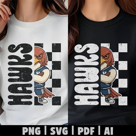 Hawks Mascot Logo Png Svg Ai Pdf Distressed Hawk School Spirit Sports