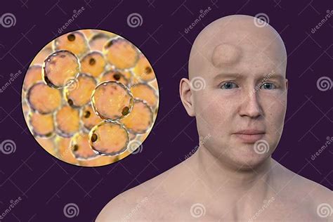 Lipoma On A Man S Forehead 3d Illustration Stock Illustration