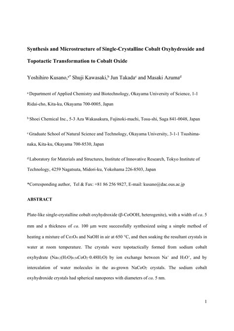 Pdf Synthesis And Microstructure Of Single‐crystalline Cobalt