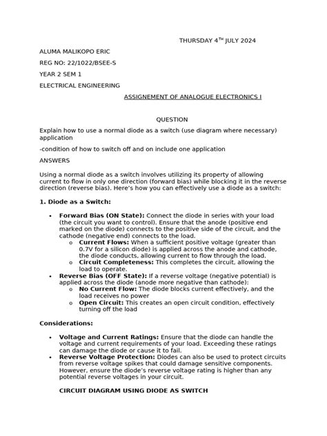 Analog Assignment Pdf Diode Pn Junction