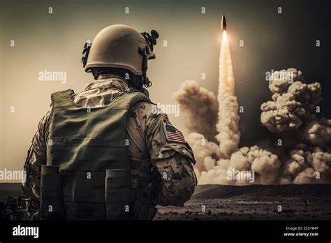 Soldier In Front Of A Ballistic Missile Launch Neural Network Ai