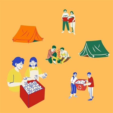 편집 가능한 일러스트 우아한 캠핑 템플릿 프리미엄 벡터