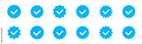 Account Verification Icon Social Media Verification Icons Verified Badge Profile Set Blue