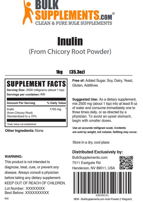 Inulin Inulin Fos Powder Fructooligosaccharide Supplement