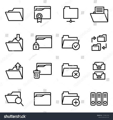 Folder Icons Pack Isolated Folder Symbols Stock Vector Royalty Free 1274851918