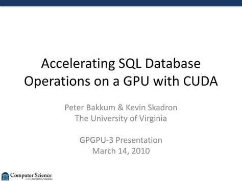 Ppt Accelerating Sql Database Operations On A Gpu With Cuda