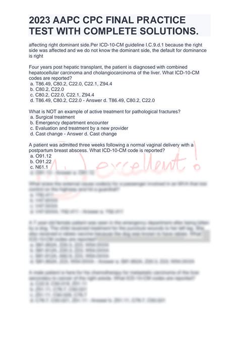 SOLUTION Ec F C Aapc Cpc Final Practice Test With Complete Solutions