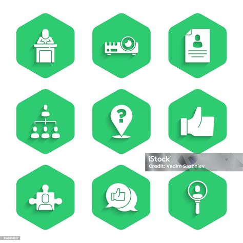 물음표 손 모양 사용자 검색 프로젝트 팀 기반 계층 구조 조직도 차트 이력서 및 발표자 아이콘을 설정합니다 벡터 건축물에 대한