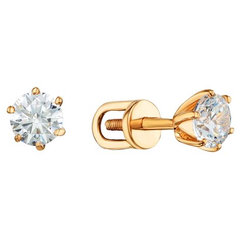 Золотые серьги пусети с куб окс циркония арт 03 0373 цена 6901 78