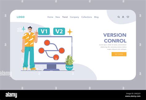 Version Control Web Or Landing Trendy Developer Showcasing Progression