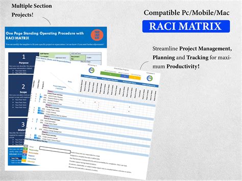Download RACI Matrix Template Excel Responsibility Model Raci Model Lean Leadership Etsy
