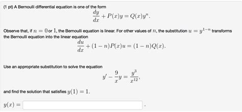 Solved 1 Pt Find An Explicit Or Implicit Solutions To The