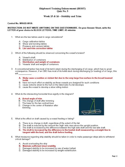 Bsmt Q5 Set A Answer Key Pdf Buoyancy Heavy Industry