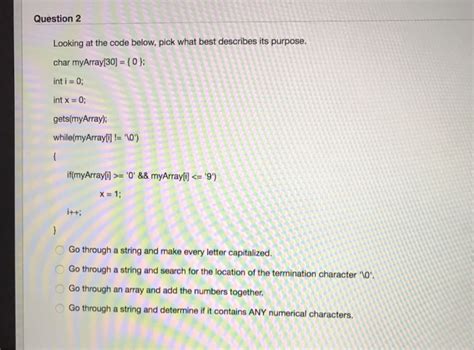 Solved Question 8 An Array Of Characters Ending With 10 Is