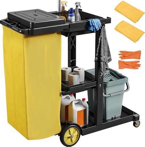 Dwvo Janitorial Cart On Wheels Cleaning Carts