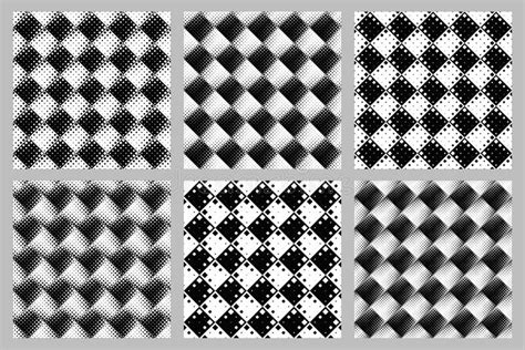 Seamless Geometrical Square Pattern Background Design Set Stock Vector