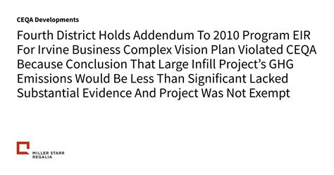Fourth District Holds Addendum To 2010 Program Eir For Irvine Business Complex Vision Plan