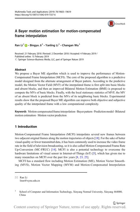 A Bayer Motion Estimation For Motion Compensated Frame Interpolation