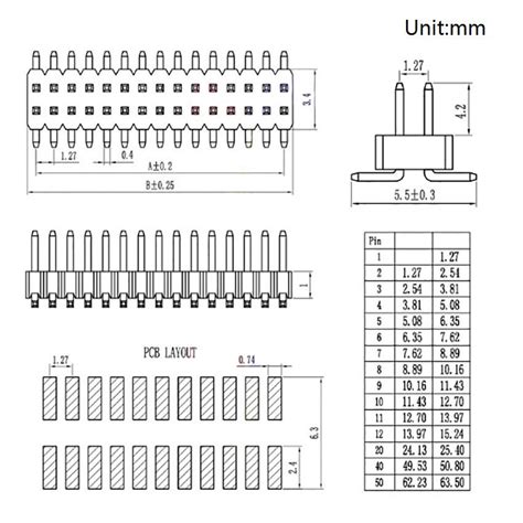 Mm Pitch X X Pin Header Male Smd Smt Double Row Pcb Connector Solder Ebay Uk