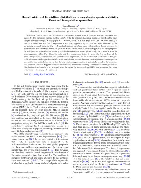 Pdf Bose Einstein And Fermi Dirac Distributions In Nonextensive Quantum Statistics Exact And