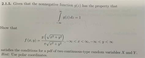 solved 2 1 5 given that the nonnegative function g z has