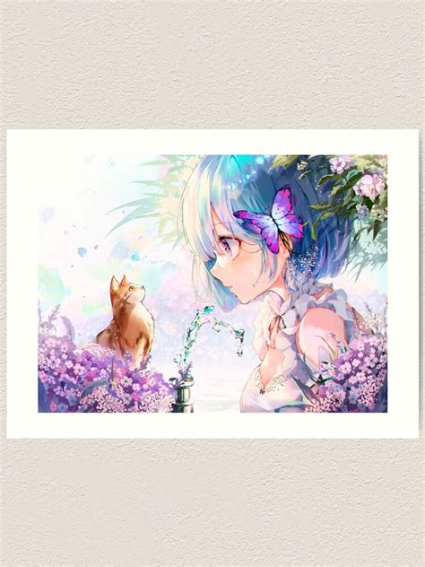 Cute Rem Waifu Kawaii Cat Re Zero Anime Rz Girl Art Print For Sale By Anime Land159 Redbubble