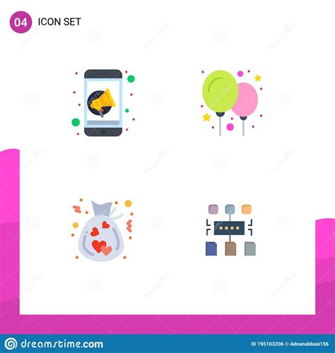 set of 4 modern ui icons symbols signs for advertising donation