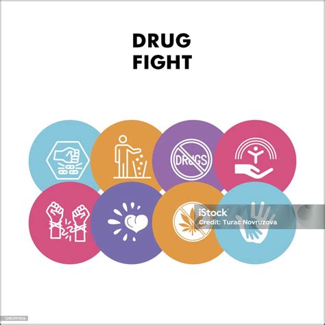 아이콘이 있는 최신 스톱 약물 인포그래픽 디자인 템플릿 흰색 배경에 중독 인포 그래픽 시각화없이 생활 마약 싸움은 싸운다 인포그래픽을 위한 크리에이티브 벡터