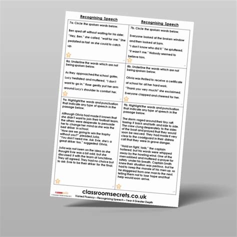 Year 4 Recognising Speech Varied Fluency Resource Classroom Secrets