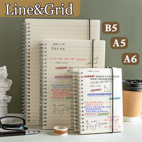 Muji Styled Spiral Notebook A6 A5 B5 With Garter Grid Lines Minimalist Pp Notebook To Make