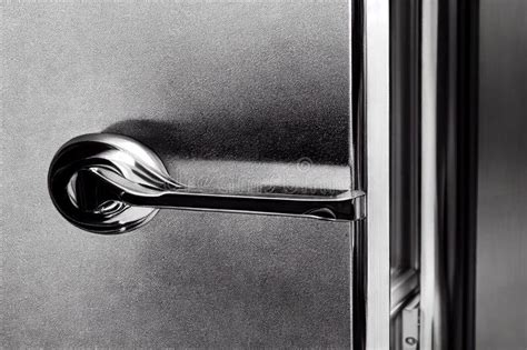 grey metal door handle without key hole on silver door stock illustration illustration of