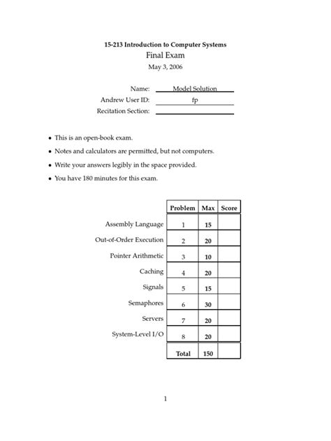 final exam 15 213 introduction to computer systems pdf pointer