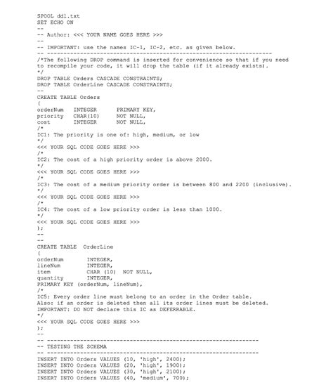 Solved SPOOL Ddl Txt SET ECHO ON Author