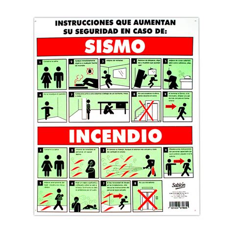 Letrero De Emergencia Sablón Que Hacer En Caso De Sismo O Incendio