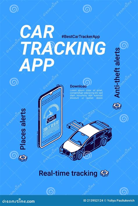 Vector Banner Of Car Tracker App For Smartphone Stock Vector